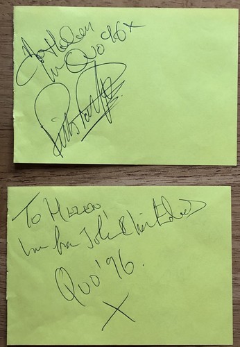 Status Quo's Rick Parfitt and John Rhino Edwards Autograph Album Page ...