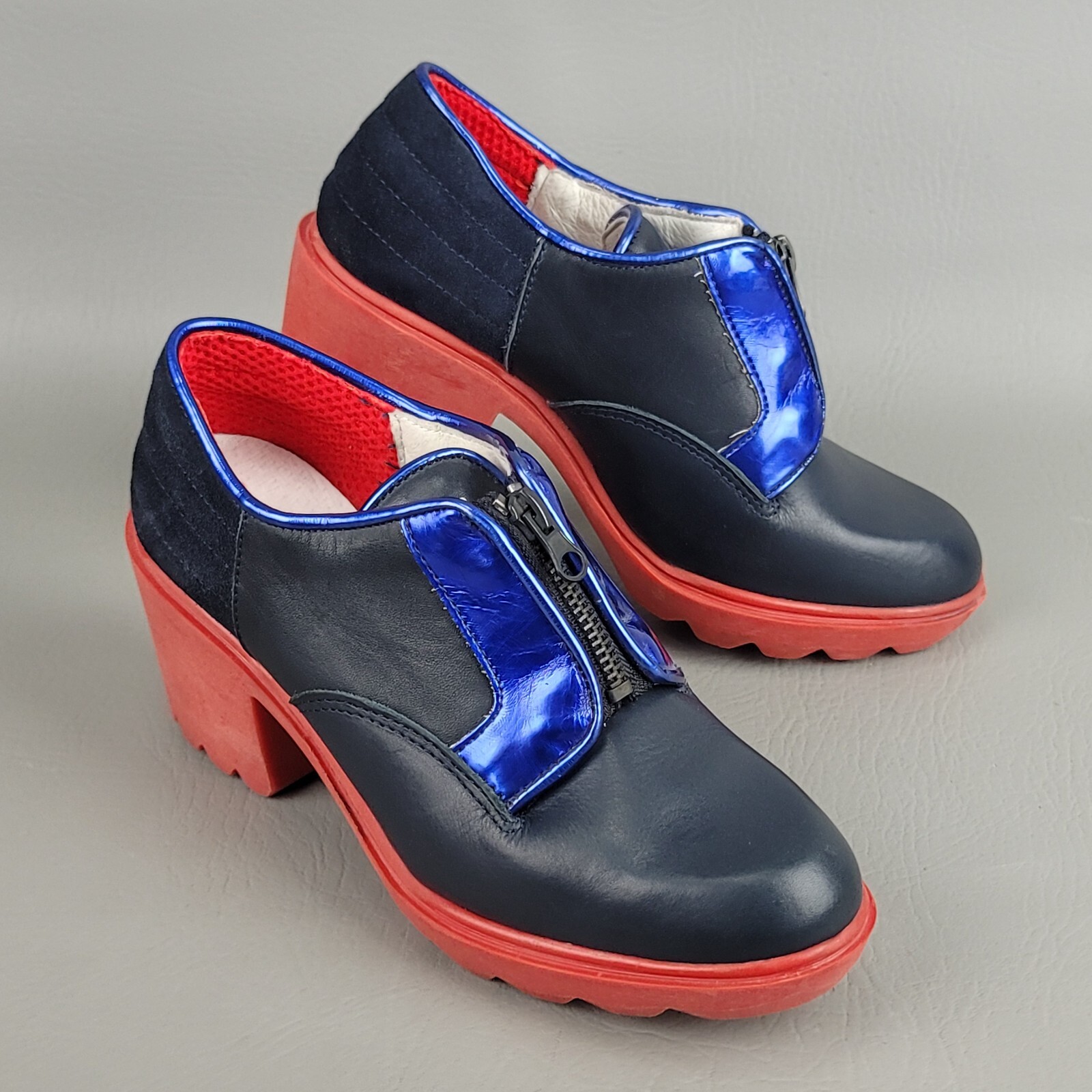 RARE Swear London Platform Shoes Heels Blue Red Leath… - Gem