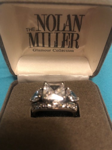 Nolan Miller Cocktail Ring Silver and Clear Gemstones Sz 10 Beautiful ...