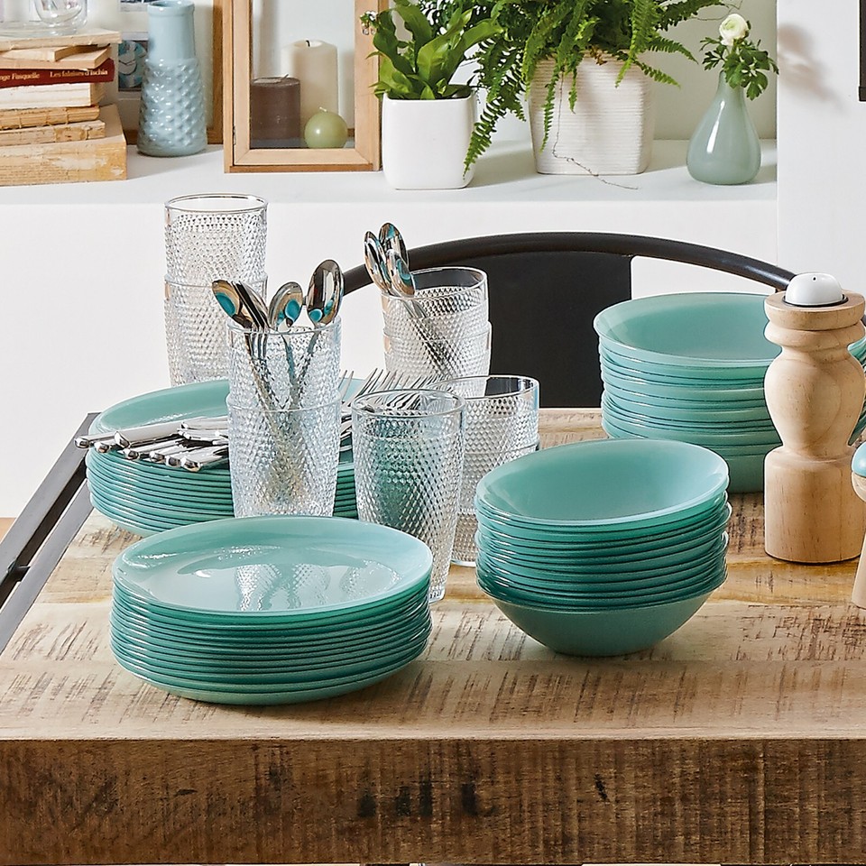 Luminarc Arty Translucent 18pc Opal Glass Dinner Set Dinnerware Summer ...