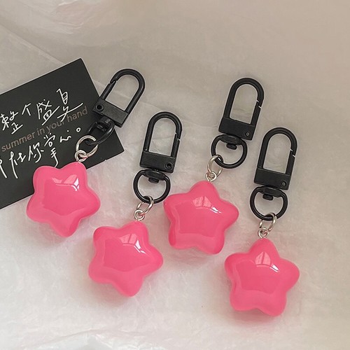 Rose Red Fat Star Key Ring Holder Glitter Pendant Colorful Keychain Jewelry Gift | eBay Australia