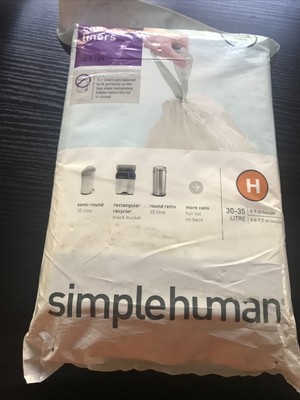 Simplehuman H Custom Fit 8 gal 30-35L Trash Bags Drawstring 20 pk ...