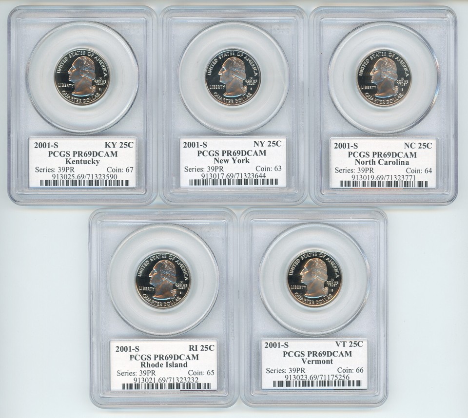 2001-S CLAD PROOF STATE QUARTER SET PCGS PR69DCAM | eBay