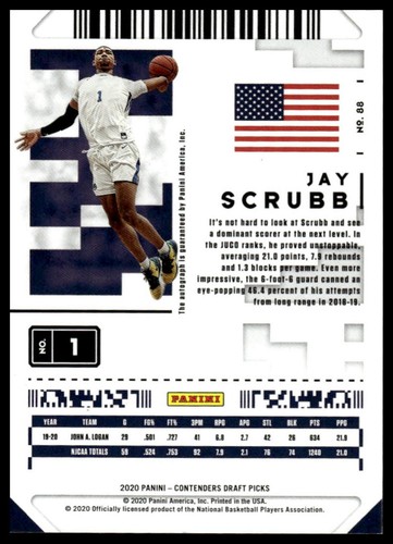 2020 Panini Contenders Draft Picks #88 Jay Scrubb Game Ticket Red | eBay