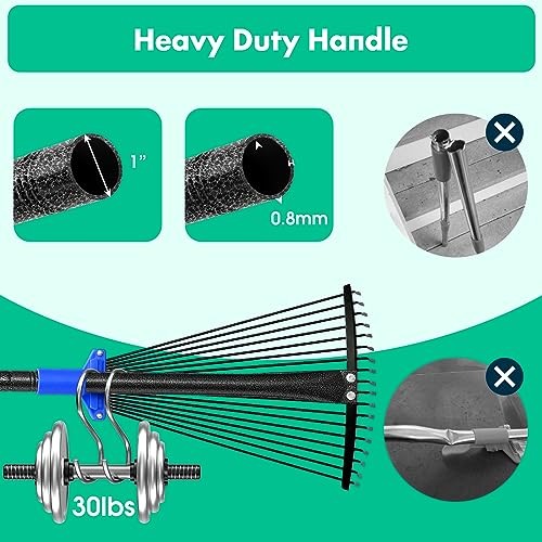 Garden Leaf Rake with Expandable Head from 9.5 inch to 17 inch ...