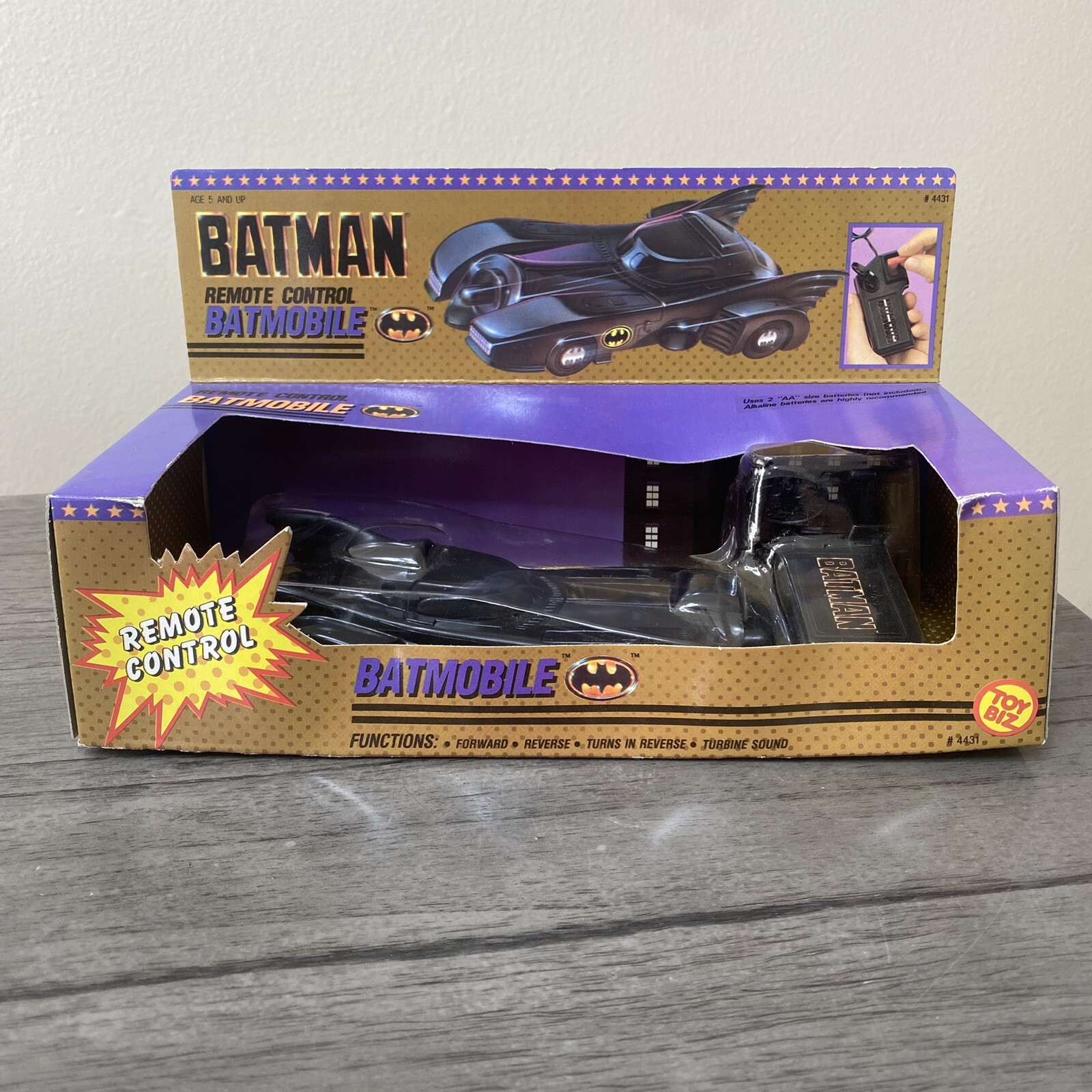 Rare BATMAN Remote Control BATMOBILE #4431 w/ Turbine Light 1989 Toy ...