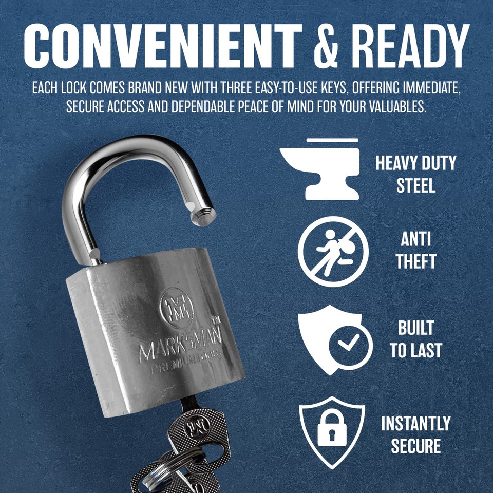 NEW 2 X 50MM HEAVY DUTY STEEL PADLOCK WITH 3 KEYS SECURITY LOCK LUGGAGE ...