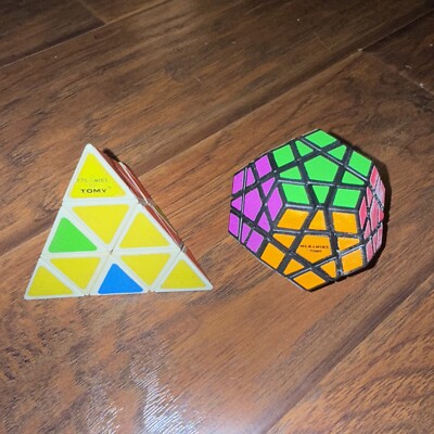 Set of 2 Puzzles 12 Sided Cube Megaminx Dodecahedron. 9x4 Pyraminx ...