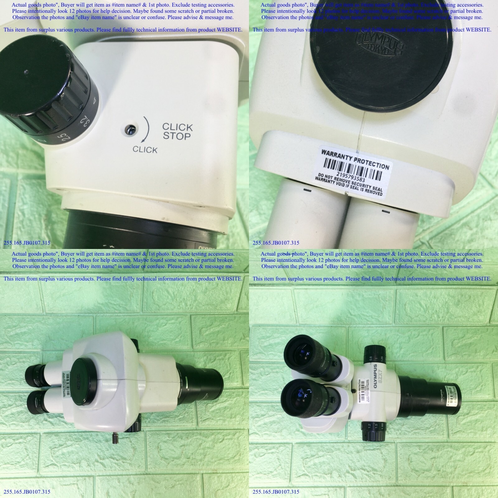 OLYMPUS SZX7 & SZX2-TR30 & DF PL 1.5X, MICROSCOPE head as photo, sn ...