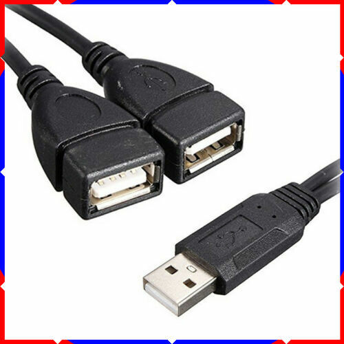 USB Cable USB 2.0 A Male To Dual Female Jack Y Splitter Hub Adapter ...