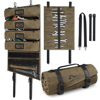 ARCFOX Canvas Roll Up Tool Bag Heavy Duty Tool Pouches Organizer with 6 ...