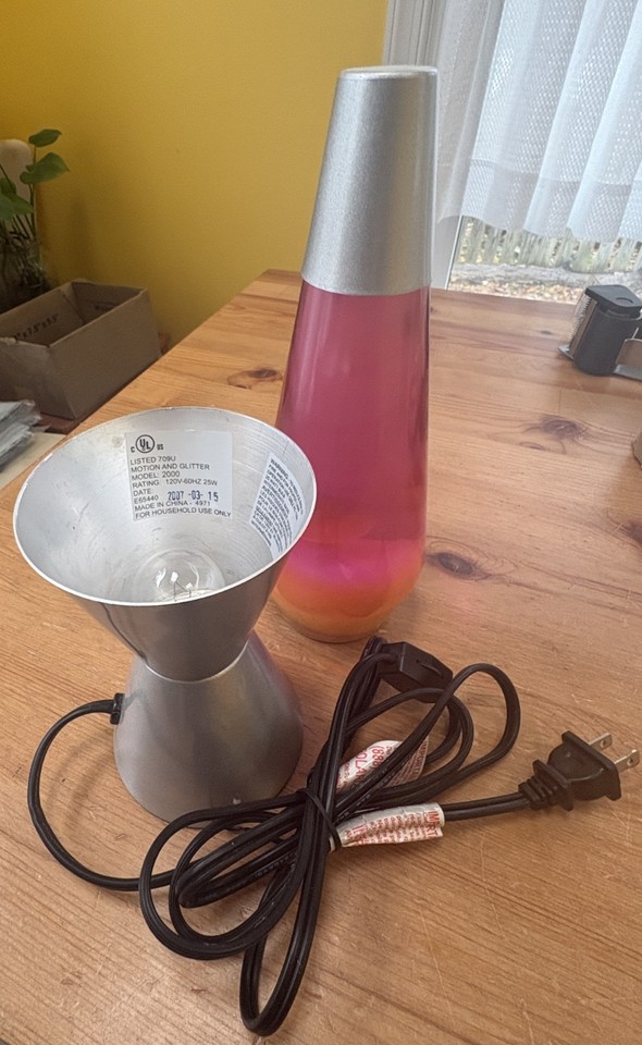 14.5” Motion And Glitter Lava Lamp Model 2000, Red Wax Silver Base ...