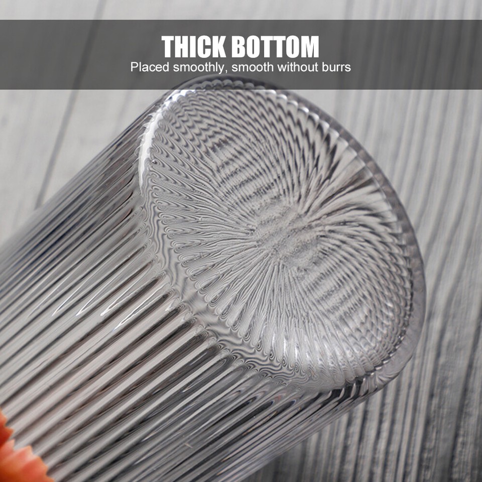 300ML Glass Juice Drink Coffee Cup Mug Vertical Pattern Transparent ...