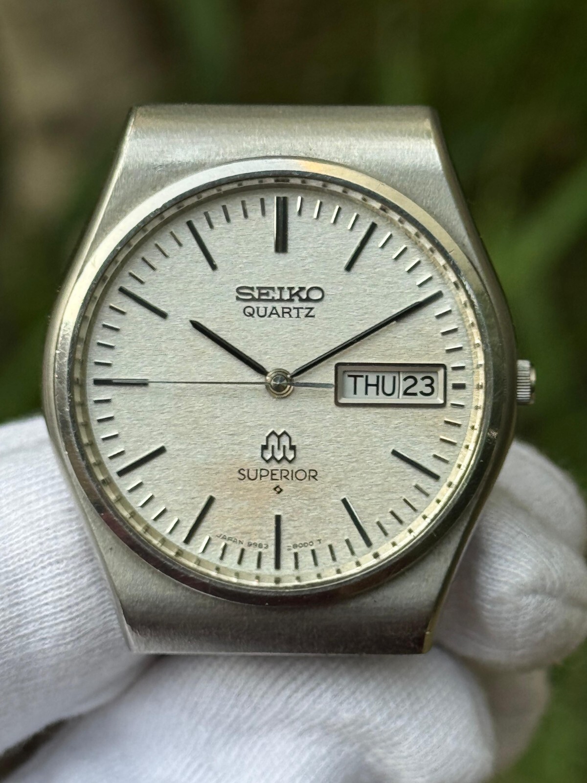 Vintage SEIKO SUPERIOR 9983-8000 Silver Day Date Twin… - Gem