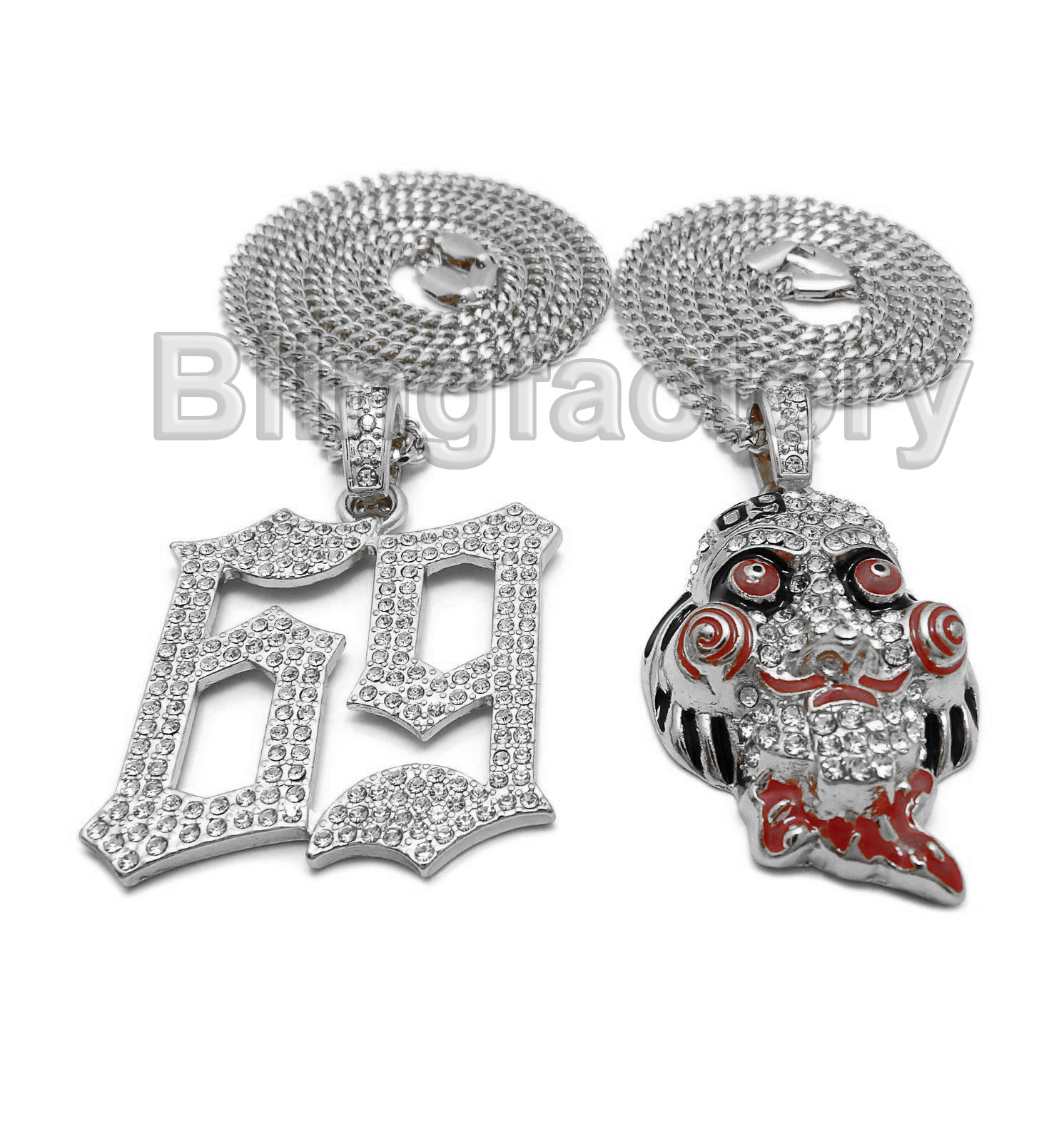 Iced 6ix9ine JigSaw & 69 Pendant & 20" 24" Cuban Chain Bling Necklace ...