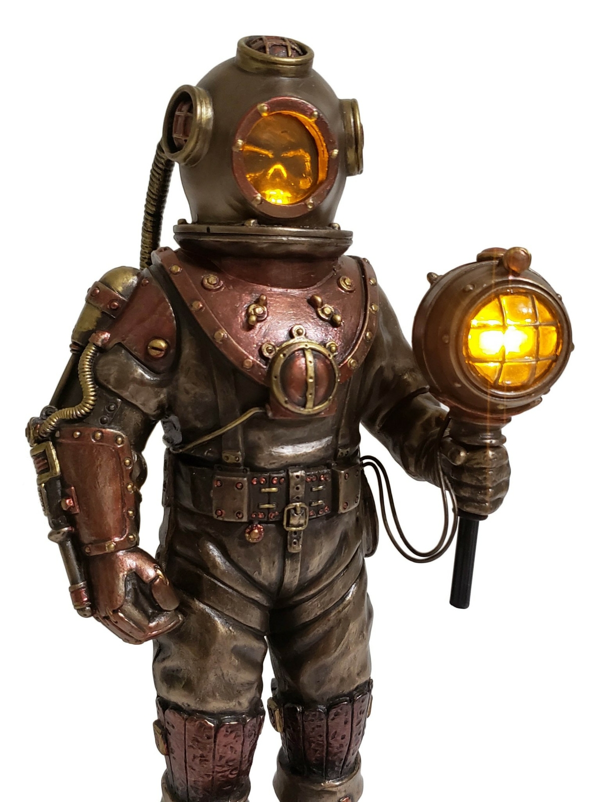 Steampunk Skeleton Diver in Diving Bell Helmet Suit Statue LED Table ...