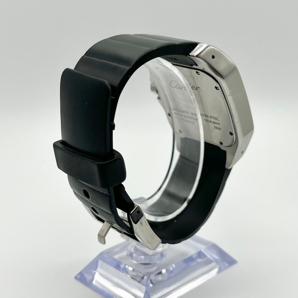 Cartier Tank Santos 100 XL 2656 on Cartier black rubber strap, plus ...