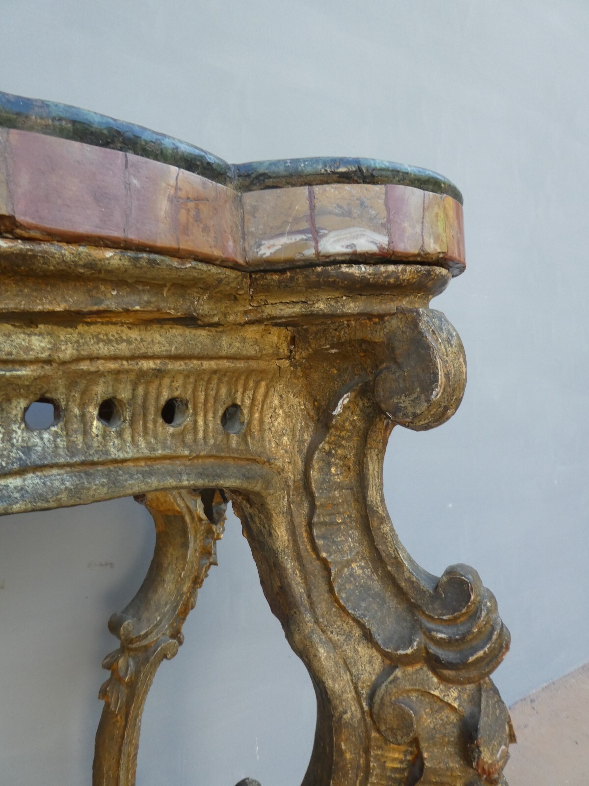 Antica console romana a mecca con marmo lastronato, primi '700 | eBay