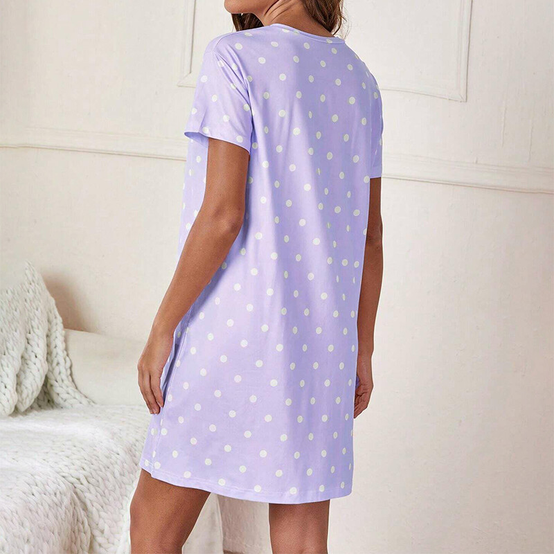 Women Short Sleeve Sleep Shirt Tee Pajama Top Sleep Dress Nightgown ...