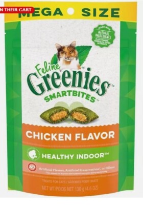 Greenies Mega Size Feline Smart Bites Chicken Flavor Healthy Indoor 4.6 ...