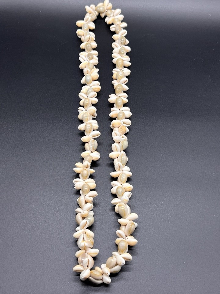 Vintage Cowrie Sea Shell NECKLACE Long Heavy 16” Hawaiian Lei | eBay