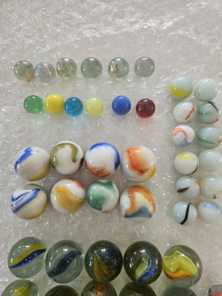 105 Vintage Marbles Large & Small, Solid, Clear & Multicoloured | eBay UK