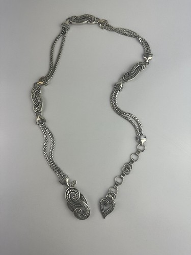Brighton BALI HAI Belt Silver Scrolled Thick Double Wheat Chain Hook Sz ...