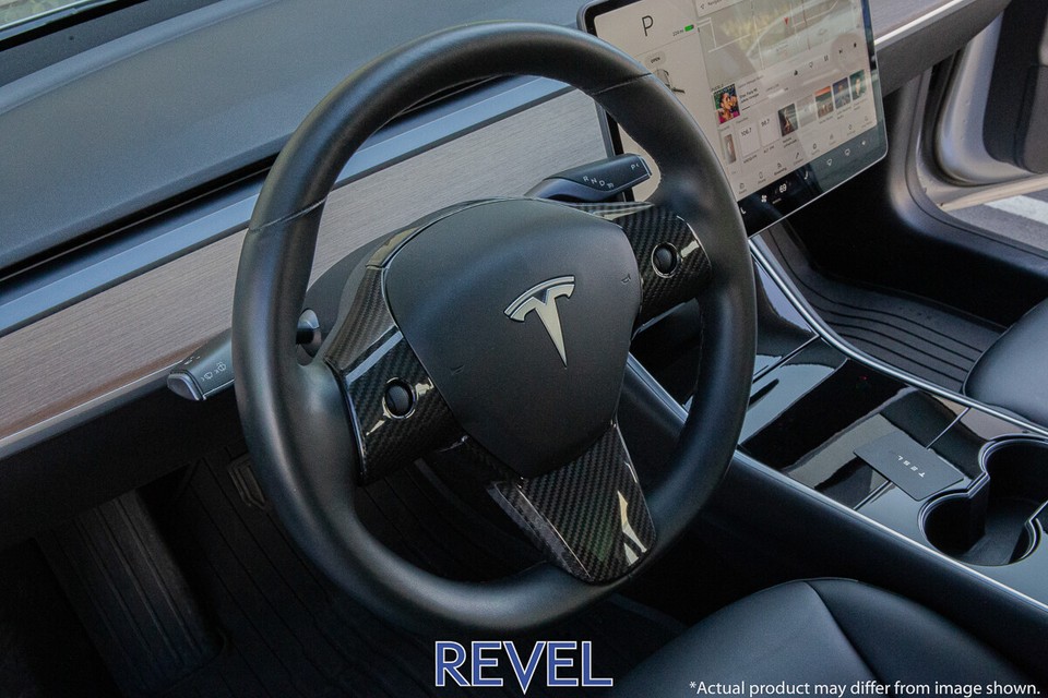 Revel GT Dry Carbon Fiber Steering Wheel Inserts for 17-22 Tesla Model ...