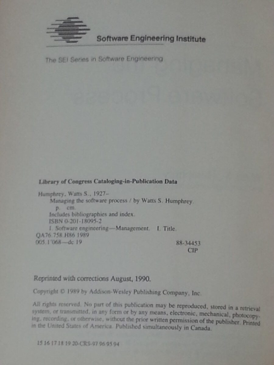 Managing the Software Process by Watts S Humphrey Hardcover Book 9780201180954| eBay