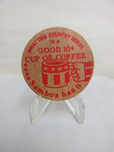 Vintage Wooden Nickel Sambo's Restaurants 10 Cent Coffee Token Exonumia ...