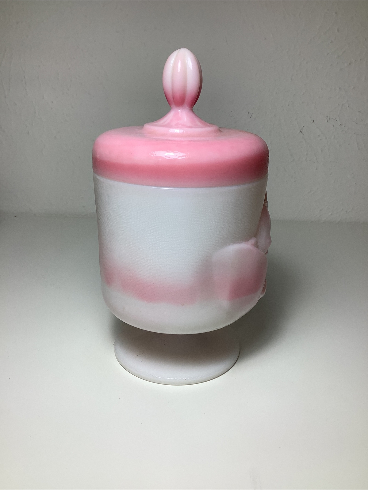 Rare Vintage Fenton Chessie Cat Jar Dish Rosalene Pink Milk Glass | eBay