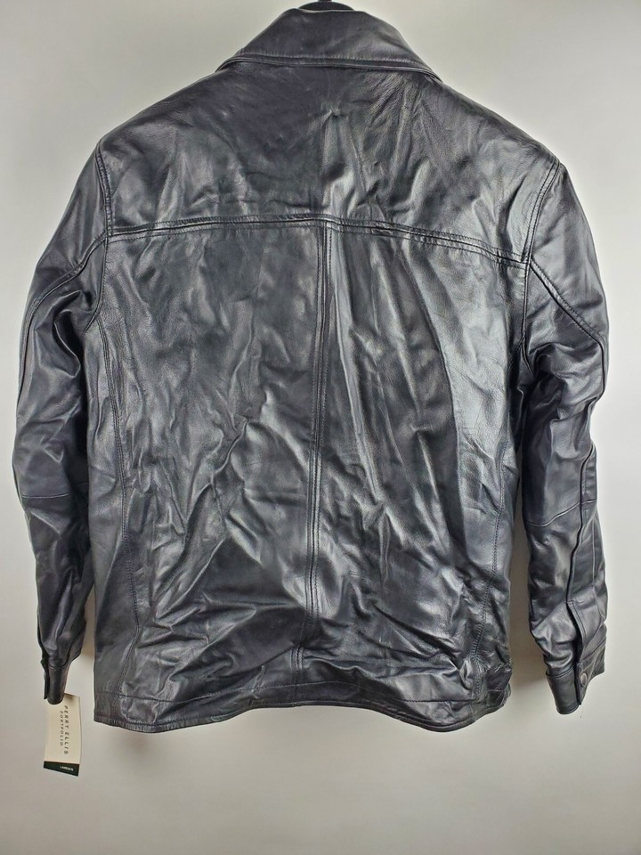 Perry Ellis Portfolio Men's Jacket Size M BlackGenuine Lambskin Leather ...