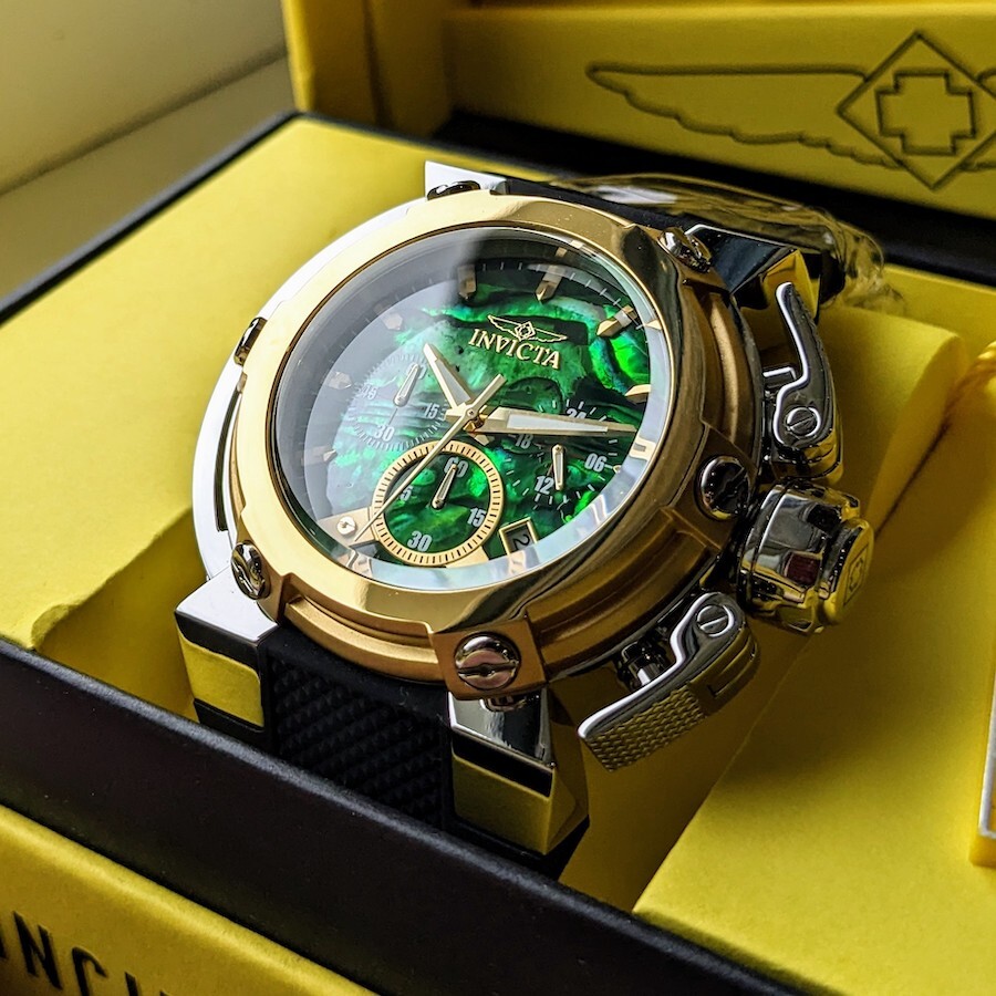 Invicta Men Coalition Forces X-Wing Green Gold Dial Chronograph 46mm ...