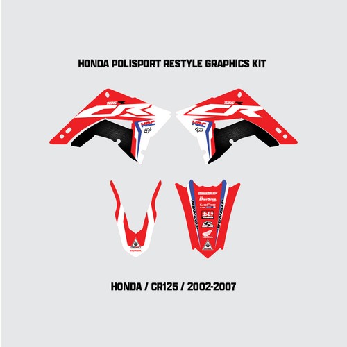 HONDA POLISPORT RESTYLE GRAPHICS SET CR125 CR250 2002 2003 2004 2005 ...