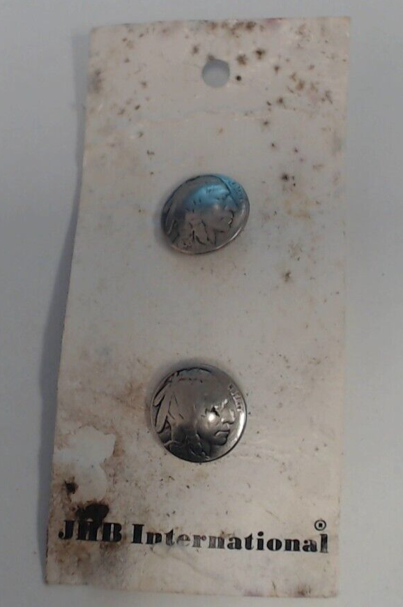 2 Vintage JHB International Indian Head Coin Silver Tone Buttons 5/8 ...