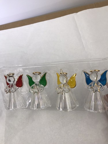 Four Miniature Angels with Colored Wings - Red, Green, Gold, Blue | eBay