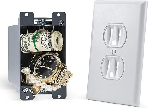 Electrical Outlet Hidden Wall Safe - Easy Install, Magnetic Attachment ...