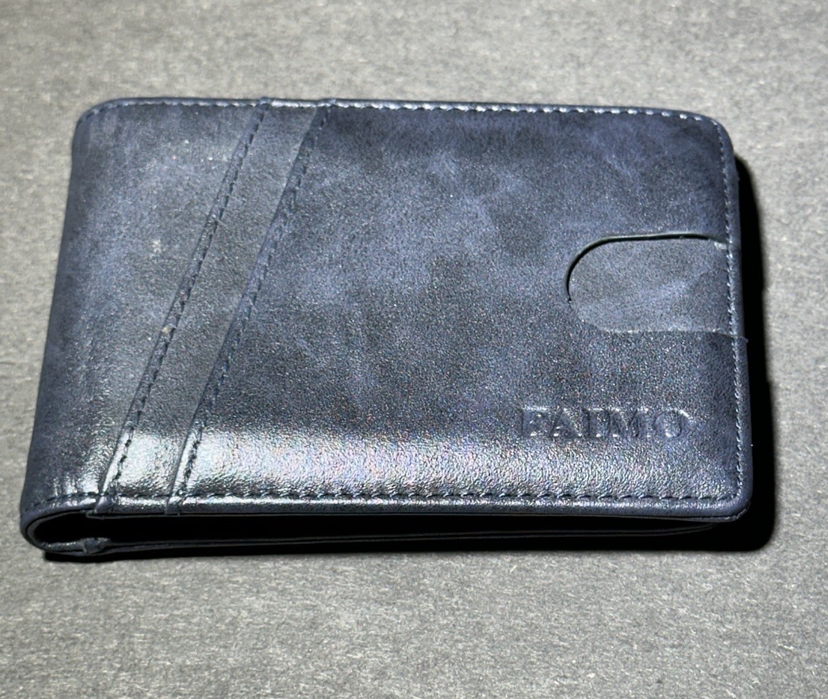 Faimo Mens Grey/blue Leather Wallet Pre-owned | eBay