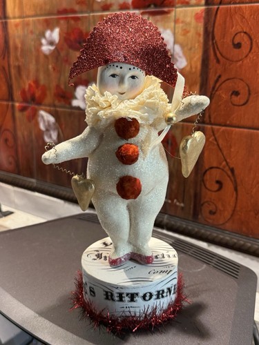 RARE DEE FOUST BETHANY LOWE MACHE RED HEARTS CLOWN 10” FIGURINE | eBay