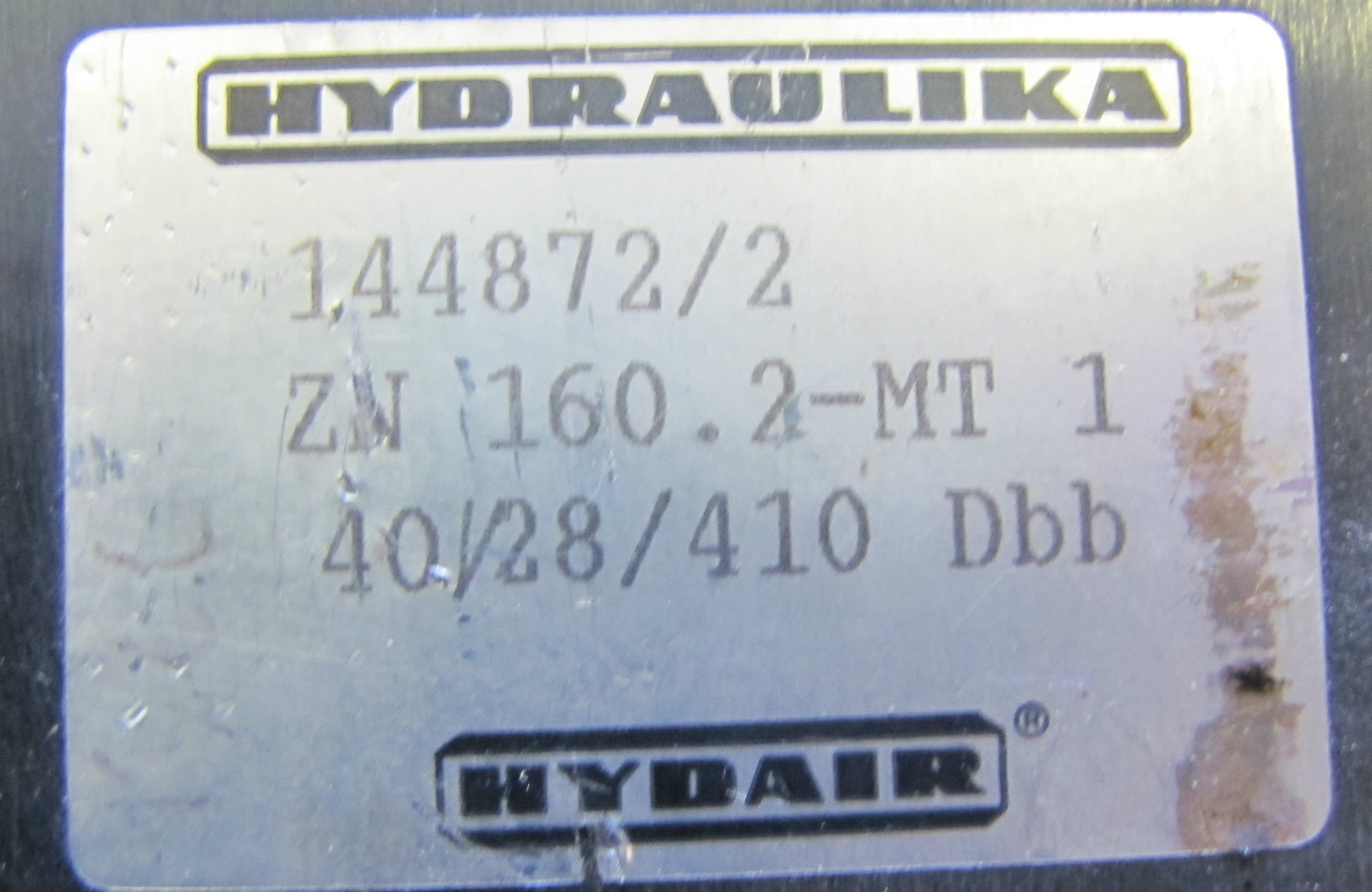 HYDAIR HYDRAULIKA 144872/2 1448722 ZN 160.2-MT 1 ZN1602MT PNEUMATIC ...
