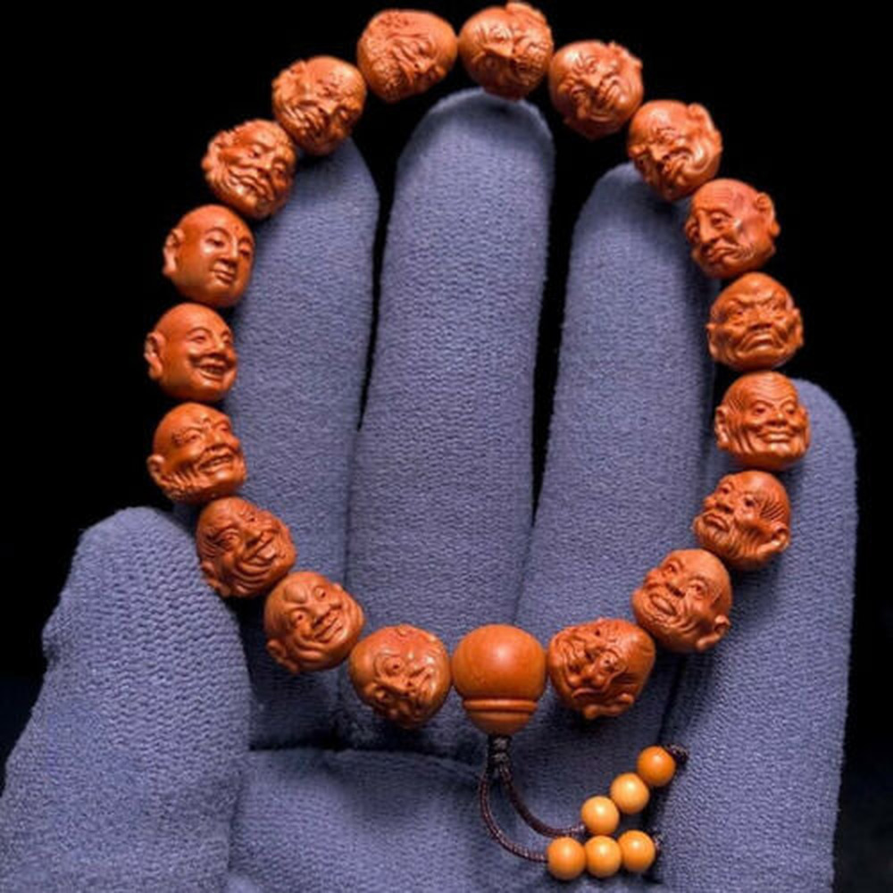 Chinese 18 Luohan Arhat Buddha Bracelet Olive Dentoliva Carved 19PCS ...