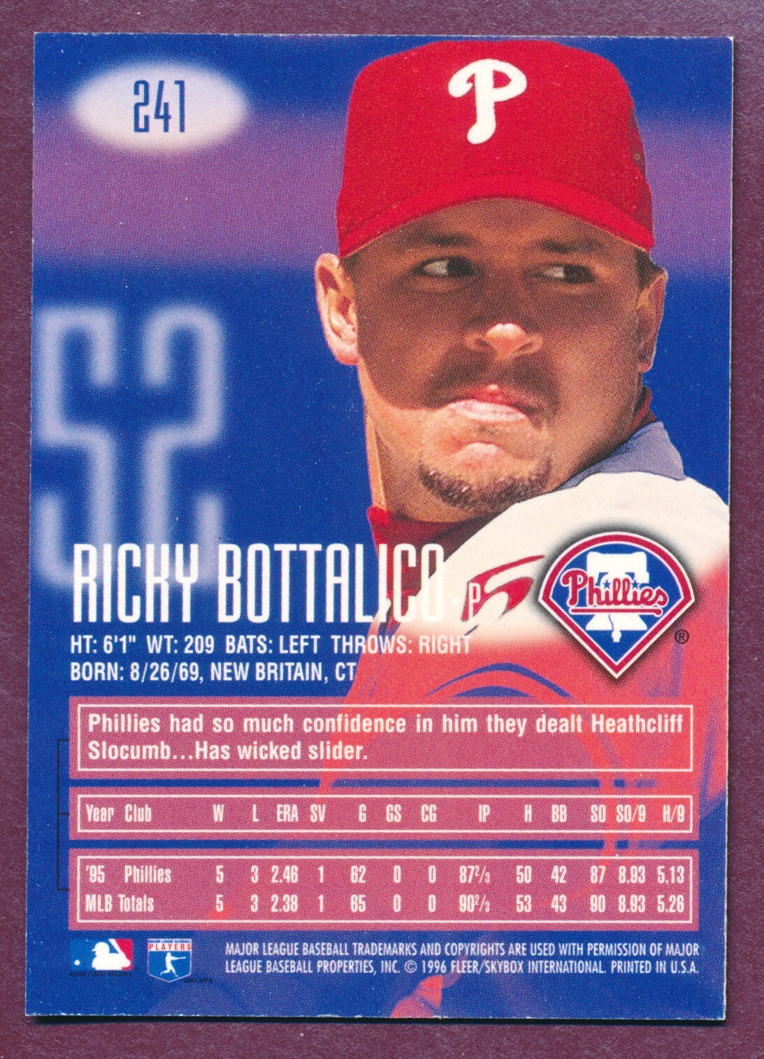 1996 Ricky Bottalico (Phillies) Emotion-XL #241 Mint | eBay