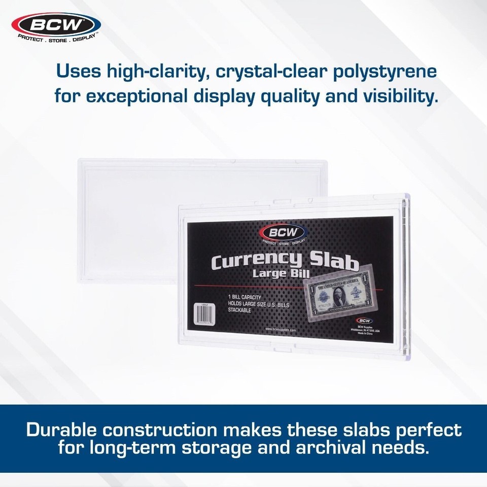 Banknote Snaplock UNC Currency Protector BCW Holder Large US Size 1 ...