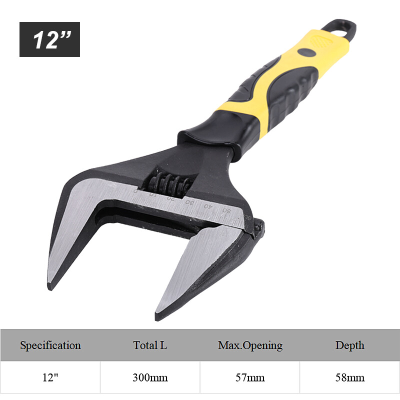 6/8/10/12 Inch Extra Wide Jaw Adjustable Wrench Universal Spanner ...