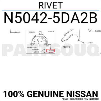 N50425DA2B Genuine Nissan RIVET N5042-5DA2B | eBay