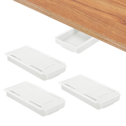 4 Pcs Self-Adhesive Under Desk Drawer for Standing Desk Office, White ...