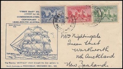 AUSTRALIA 1936 SOUTH AUSTRALIA ILLUSTRATED FDC TO NEW ZEALAND (ID:111 ...
