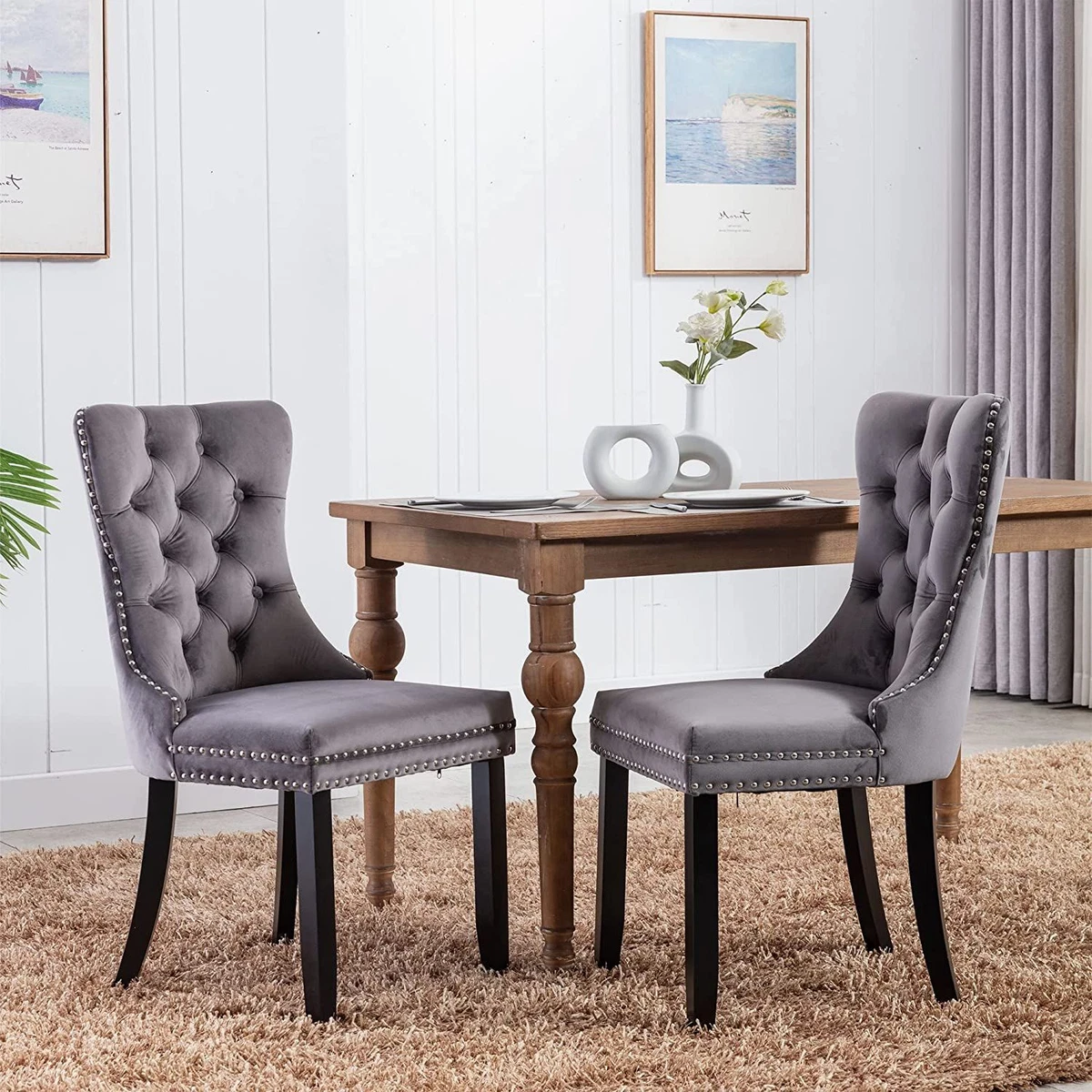 Upholstered Tufted Dining Room Chairs