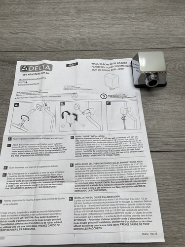 Delta 50570-PR Square Wall Supply Elbow for Hand Shower Hose Connection ...