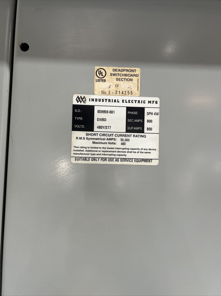 800 Amp , Meter Main With Pull Section 480/277 Seller Refurbished In ...